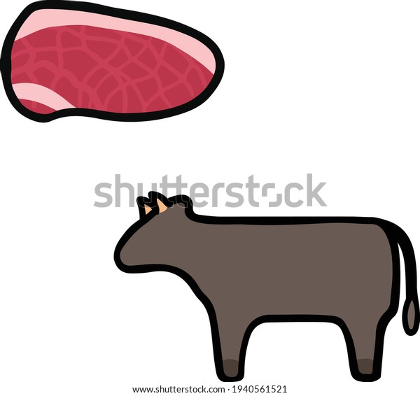 Simple Cute Beef Cattle Beef Illustration Stock Vector (Royalty Free ...