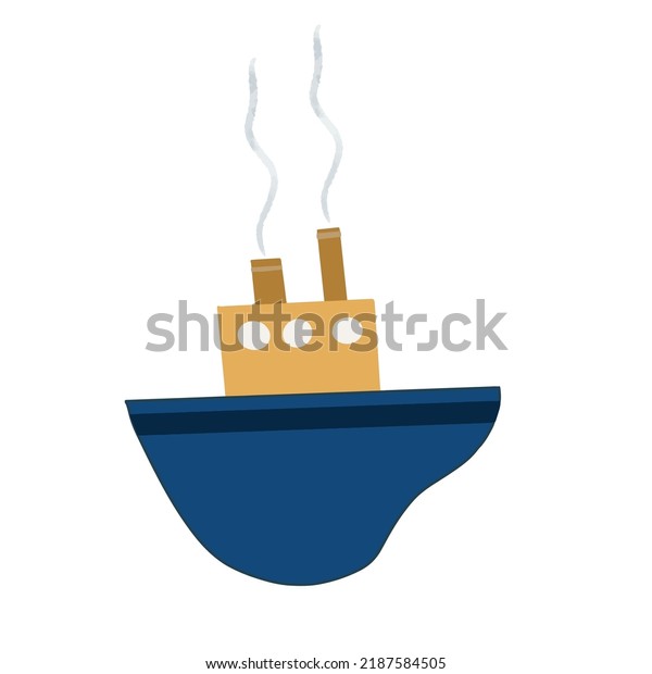 Simple Cute Boat Ferry Cartoon Design Stock Vector (Royalty Free ...