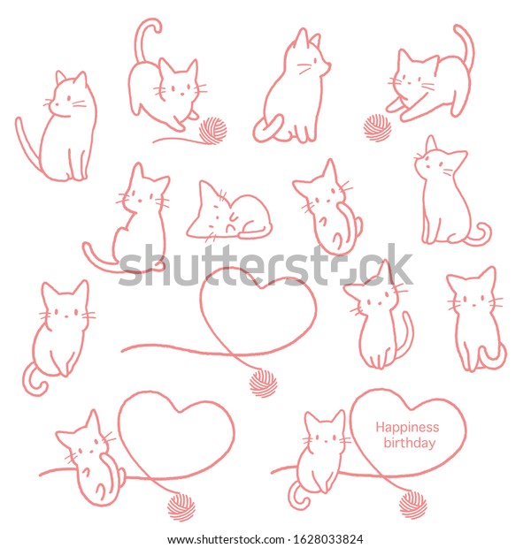 Simple Cute Cat Illustration Material Stock Vector (Royalty Free ...