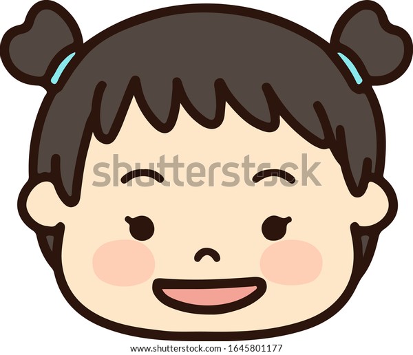 Simple Cute Face Girl Smiling High Stock Vector (Royalty Free ...