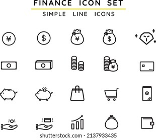 Simple Cute Finance Line Icon Set Stock Vector (Royalty Free ...