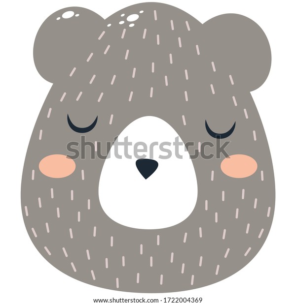 Simple Cute Little Bear Head Baby Stock Vector (Royalty Free ...