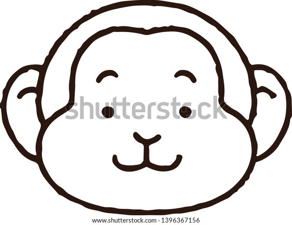 Simple Cute Monkey Line Art Stock Vector (Royalty Free) 1396367156 ...