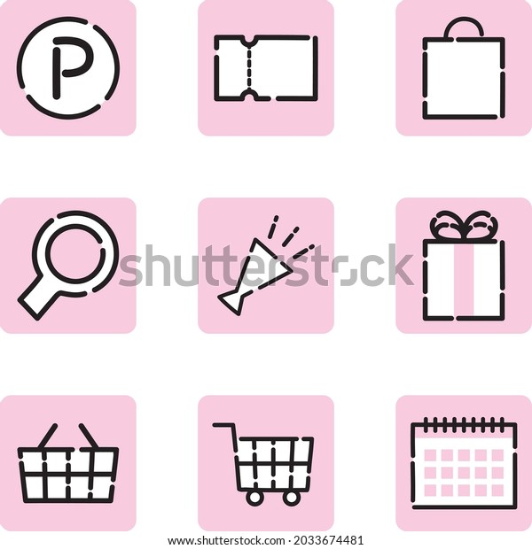 Simple Cute Pink Icon Set That Stock Vector (Royalty Free) 2033674481 ...