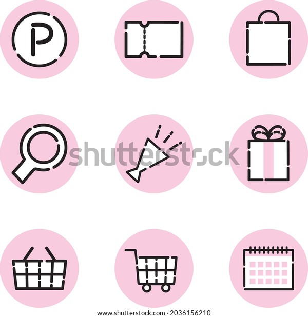 Simple Cute Pink Icon Set That Stock Vector (Royalty Free) 2036156210 ...