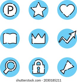 Simple Cute Round Blue Icon Set Stock Vector (Royalty Free) 2030185211 ...