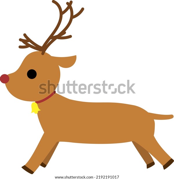 Simple Cute Running Reindeer Sideways Whole Stock Vector (Royalty Free ...