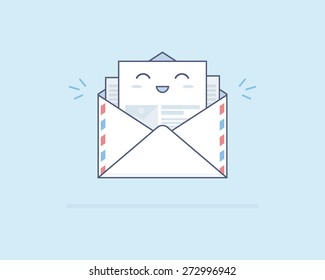 Simple Cute Smiling Post Letter On Stock Vector (Royalty Free ...