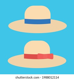 Simple Cute Straw Hat Illustration Set Stock Vector (Royalty Free ...
