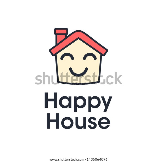 Simple Cutemascotlogo Happy House Make House Stock Vector (Royalty Free ...