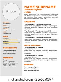 Simple Design Resume Cv Template Stock Vector (Royalty Free) 2165850897 ...