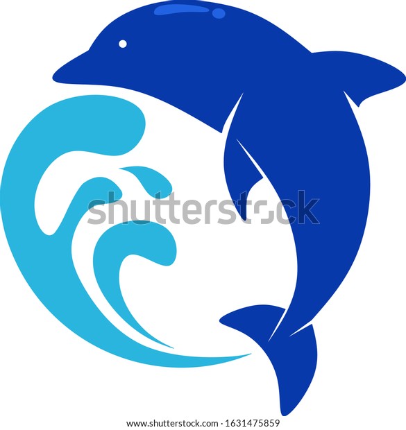 Simple Dolphin Logo Splash Sea Water Stock Vector (Royalty Free) 1631475859