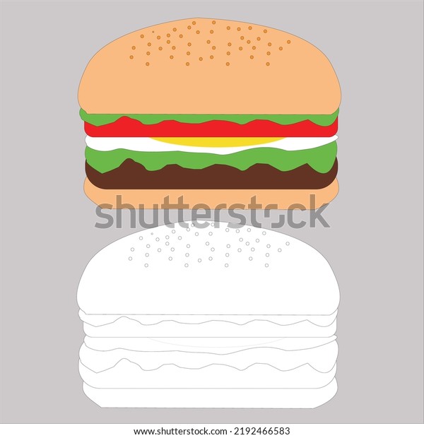 Simple Doodle Art Burger Drawing Vector Stock Vector (Royalty Free ...