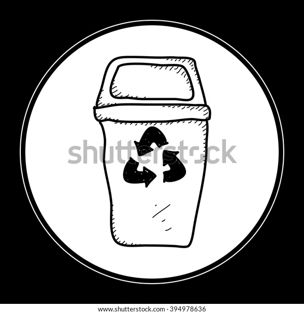 Simple Doodle Hand Drawn Recycling Bin Stock Vector (Royalty Free ...