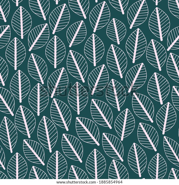 Simple Doodle Leaves Seamless Patternvector Stylized Stock Vector