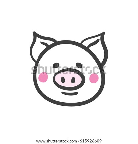 Simple Doodle Pig Face Hand Drawn 库存矢量图（免版税） 615926609 - Shutterstock