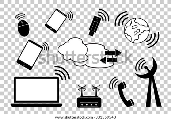 Simple Doodle Telecommunication Signal Transparent Effect Stock Vector ...