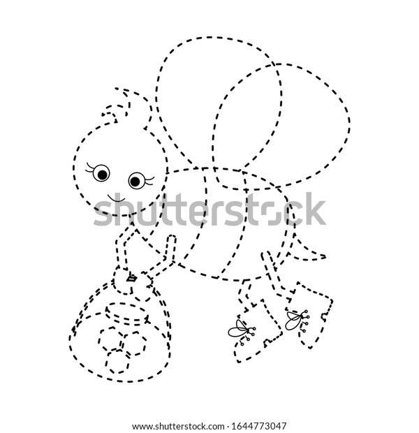 Simple Dotted Line Bee Childrens Coloring Stock Vector (Royalty Free ...