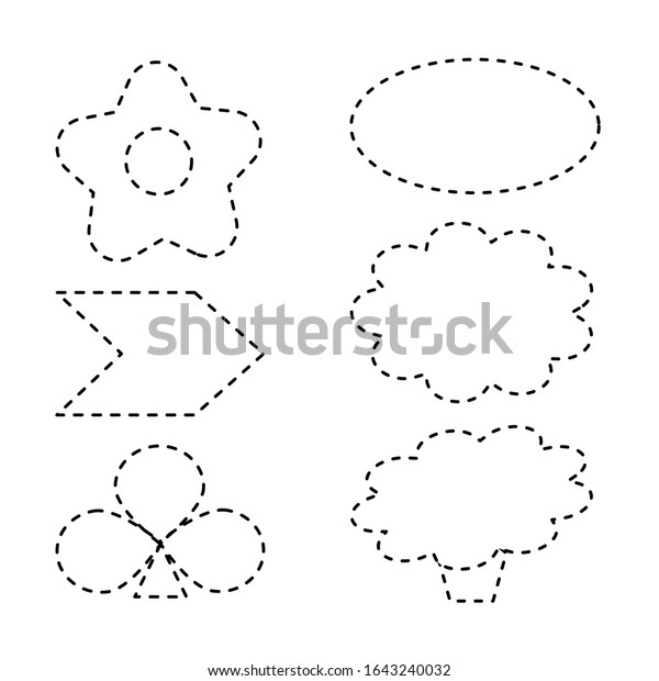 Simple Dotted Line Shapes Figures Childrens Stock Vector (Royalty Free ...
