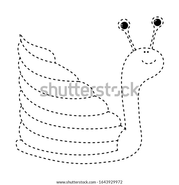 Simple Dotted Line Snail Childrens Coloring Stock Vector (Royalty Free ...