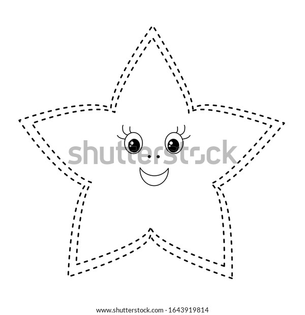 Simple Dotted Line Star Childrens Coloring Stock Vector (Royalty Free ...