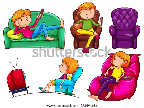 Simple Drawing Lazy People On White Stock Vector (Royalty Free ...
