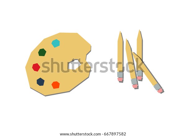 Simple Drawing Painting Flat Icons Artists Stock Vector (Royalty Free ...
