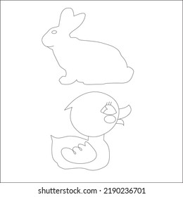 Simple Duck Rabbit Animals Line Arts Stock Vector (Royalty Free ...