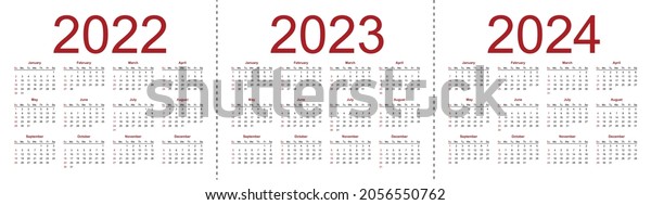 Simple Editable Vector Calendars Year 2022 Stock Vector (Royalty Free ...
