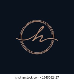 Simple Elegant Letter H Circle Handwriting Stock Vector (Royalty Free ...