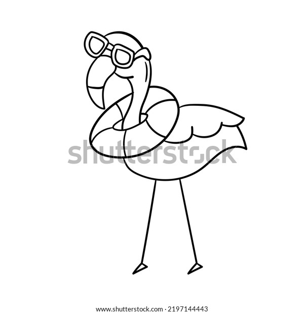Simple Flamingo Outline Vector Cartoon Flamingo Stock Vector (Royalty ...