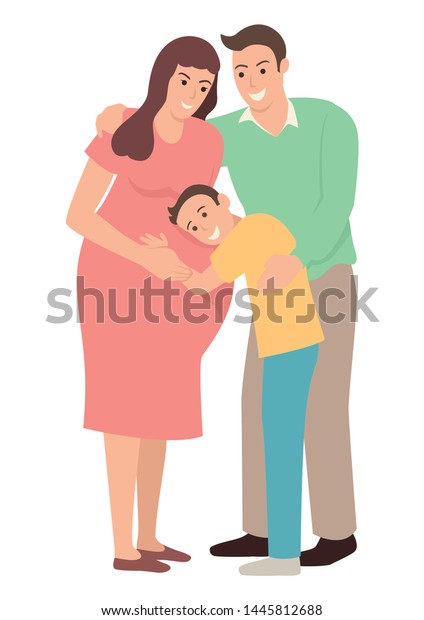 Simple Flat Cartoon Illustration Happy Family Stock Vector (Royalty ...