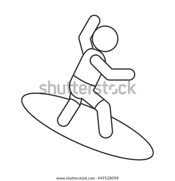 Simple Flat Design Surfing Pictogram Icon Stock Vector (Royalty Free ...