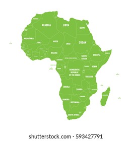 Simple Flat Green Map Africa Continent Stock Vector (Royalty Free ...