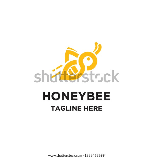 Simple Flat Honey Bee Fly Logo Stock Vector (Royalty Free) 1288468699