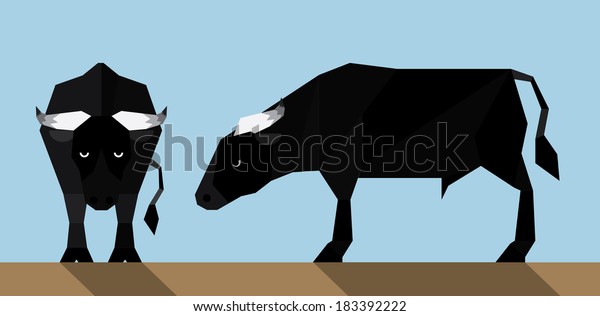 Simple Flat Illustration Black Bull Vector Stock Vector (Royalty Free ...