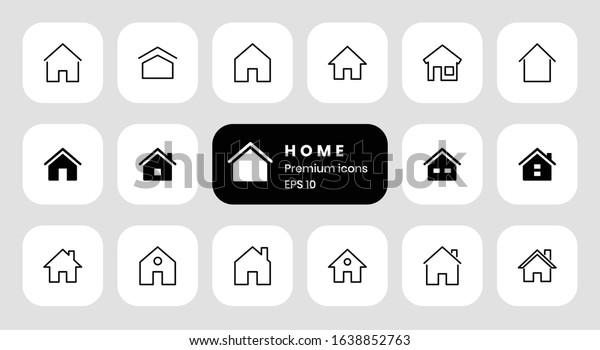 Simple Flat Line Home Icon Set Stock Vector (Royalty Free) 1638852763 ...