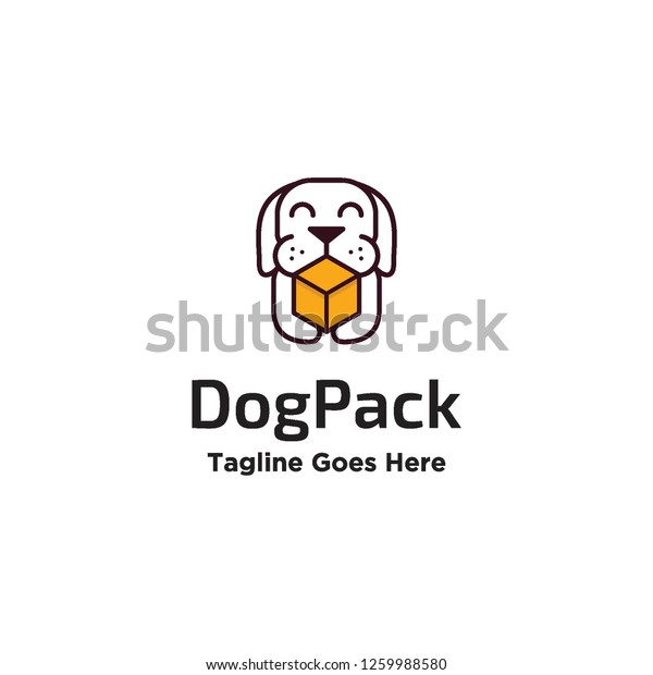 Simple Flat Monoline Dog Hold Box Stock Vector (Royalty Free) 1259988580