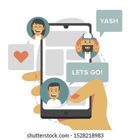 Vector Cartoon Illustration Mobile Messenger Concept Stock Vector ...