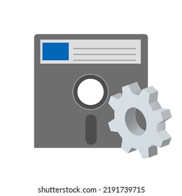 Simple Floppy Disk Gear Icon Settings Stock Vector (Royalty Free ...