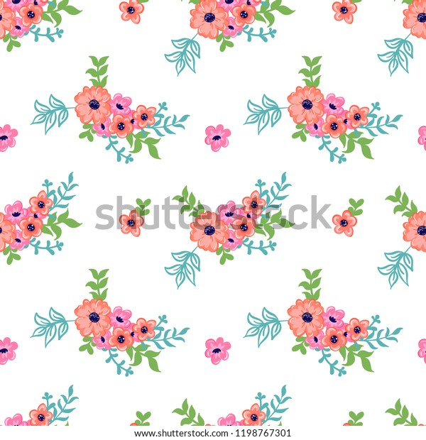 Simple Floral Print Design Seamless Vector 库存矢量图（免版税）1198767301 ...