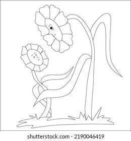 Simple Flower Line Drawing Art Cute Stock Vector (Royalty Free ...