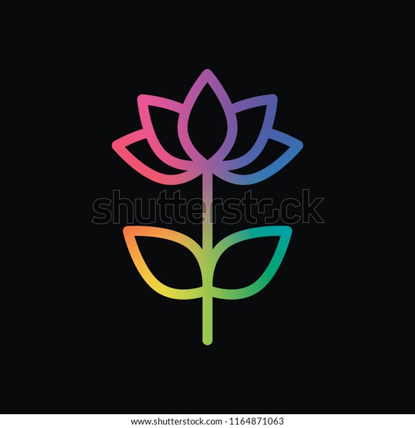 Simple Flower Symbol Linear Icon Rainbow Stock Vector (Royalty Free ...