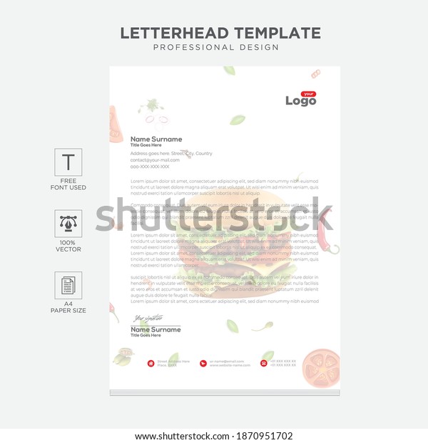 Simple Food Creative Modern Letterhead Templates Stock Vector (Royalty ...