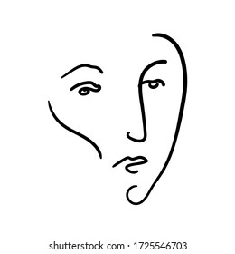 Simple Gentle Face Vector Illustration Line Stock Vector (Royalty Free ...