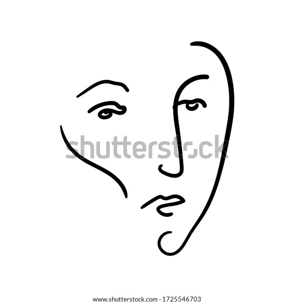 Simple Gentle Face Vector Illustration Line Stock Vector (Royalty Free ...
