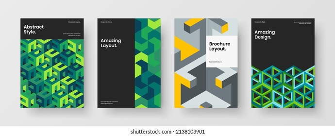 Simple Geometric Tiles Flyer Template Set Stock Vector (Royalty Free ...