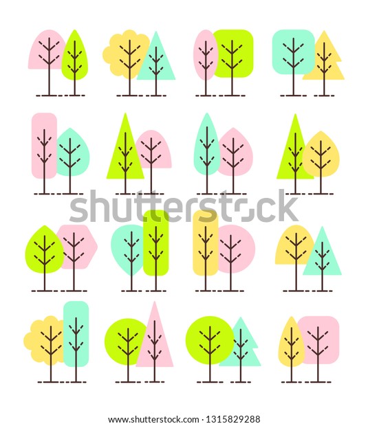 Simple Geometric Tree Symbols Flat Icon Stock Vector (Royalty Free ...