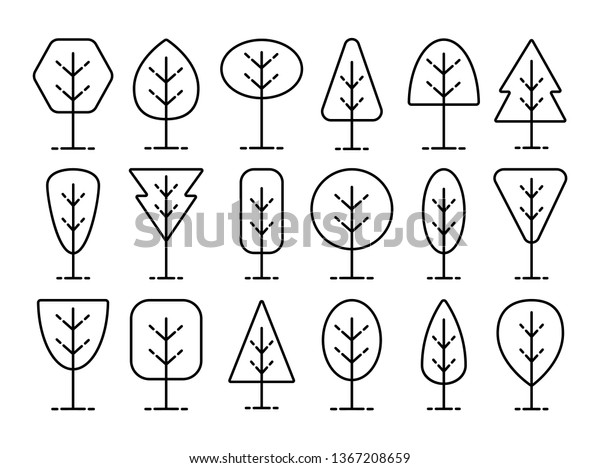 Simple Geometric Tree Symbols Line Icon Stock Vector (Royalty Free ...