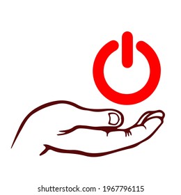 Simple Graphics Hand Holding Power Symbol Stock Vector (Royalty Free ...